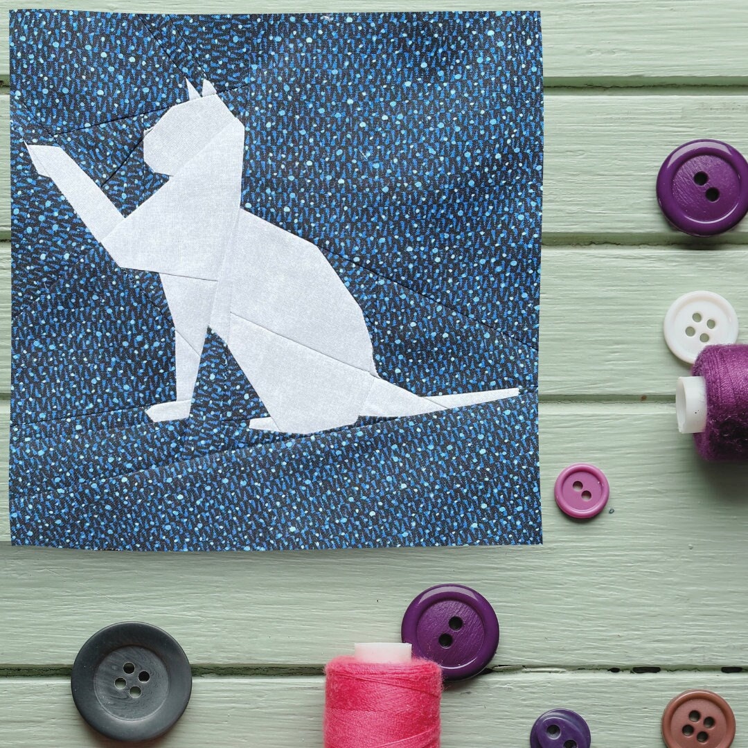FPP Pattern Cat 5 Silhouette Foundation Paper Piecing 25x25cm or 10 ...