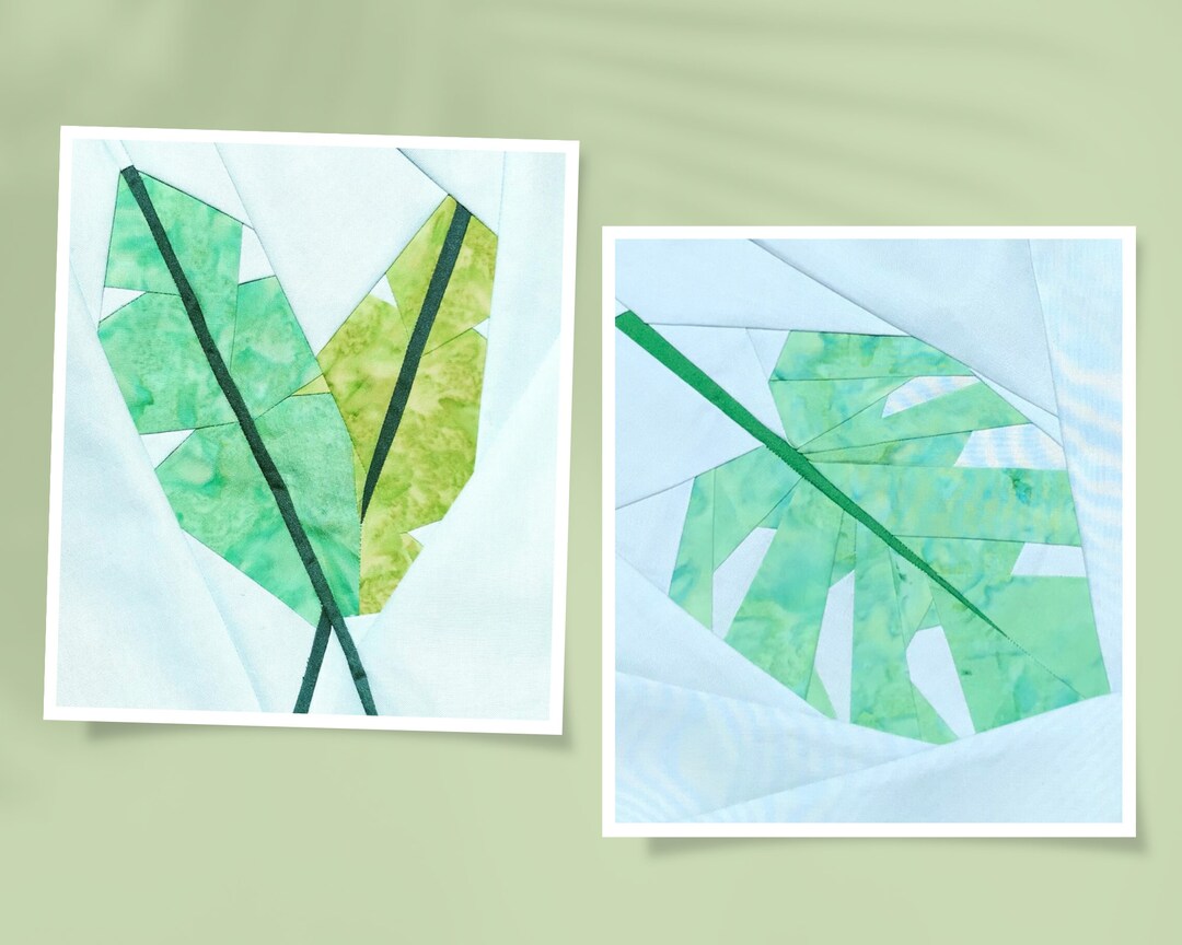 FPP Pattern Palm Leaves and Mostera Foundation Paper Piecing Block Set ...