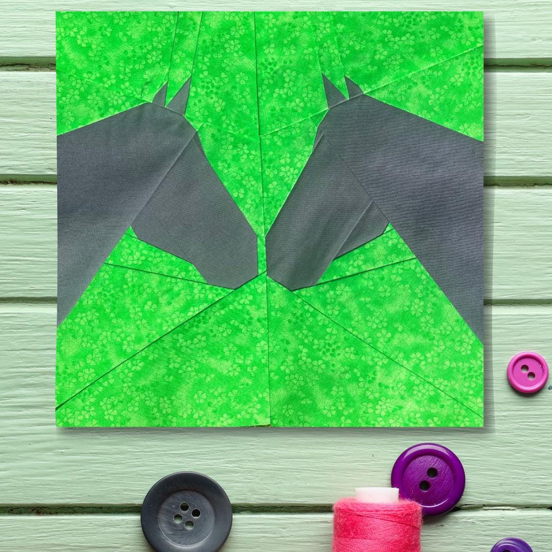 Horses Quilt Block Pattern Foundation Paper Piecing FPP Printable PDF ...