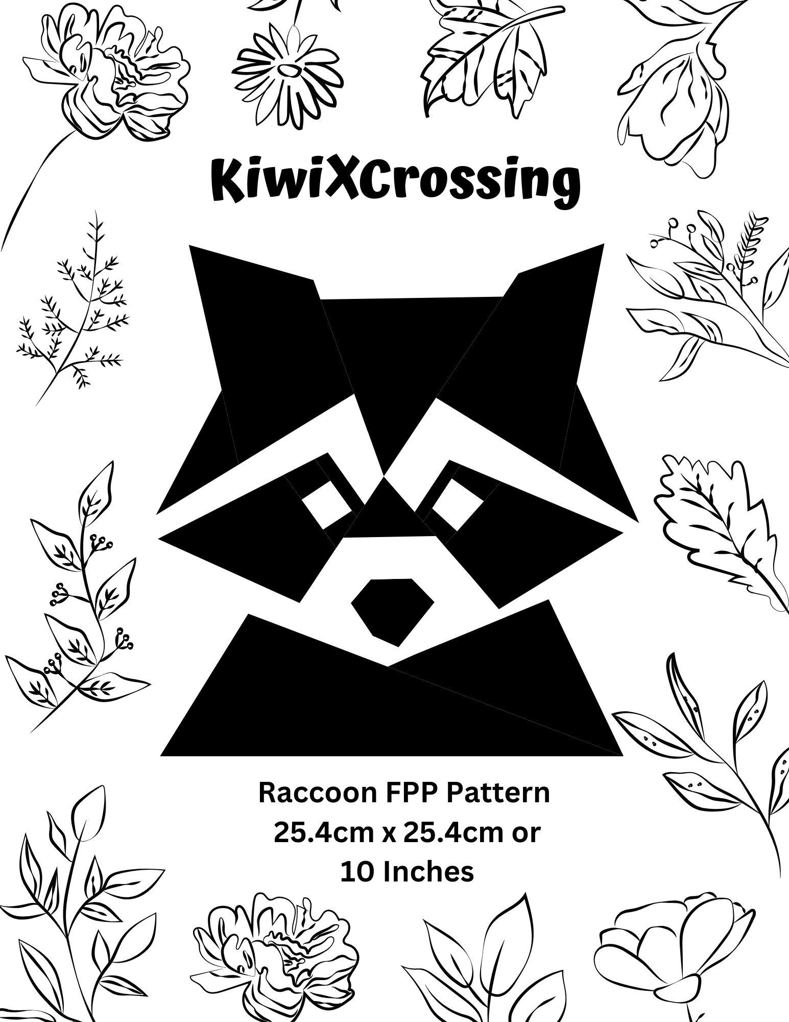 Raccoon Quilt Block Pattern Foundation Paper Piecing FPP Printable PDF ...