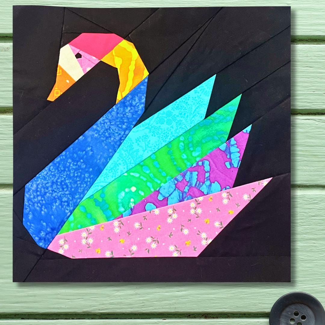 FPP Pattern Swan Foundation Paper Piecing 25.4x25.4cm or 10 Inch Modern ...