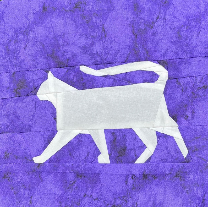 FPP Pattern Cat 2 Silhouette Foundation Paper Piecing 25x25cm or 10 ...