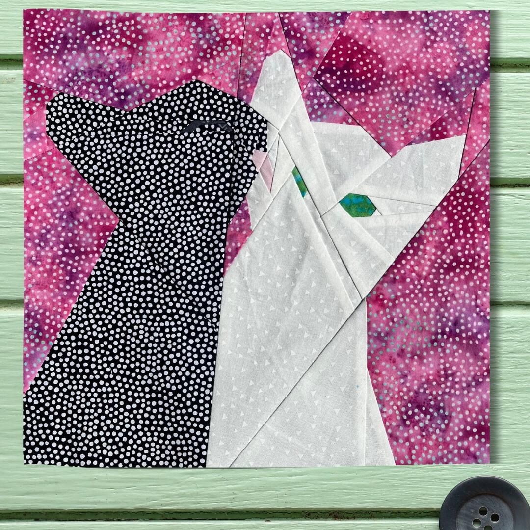 Licking Cat's Quilt Block FPP Pattern Foundation Paper Piecing ...