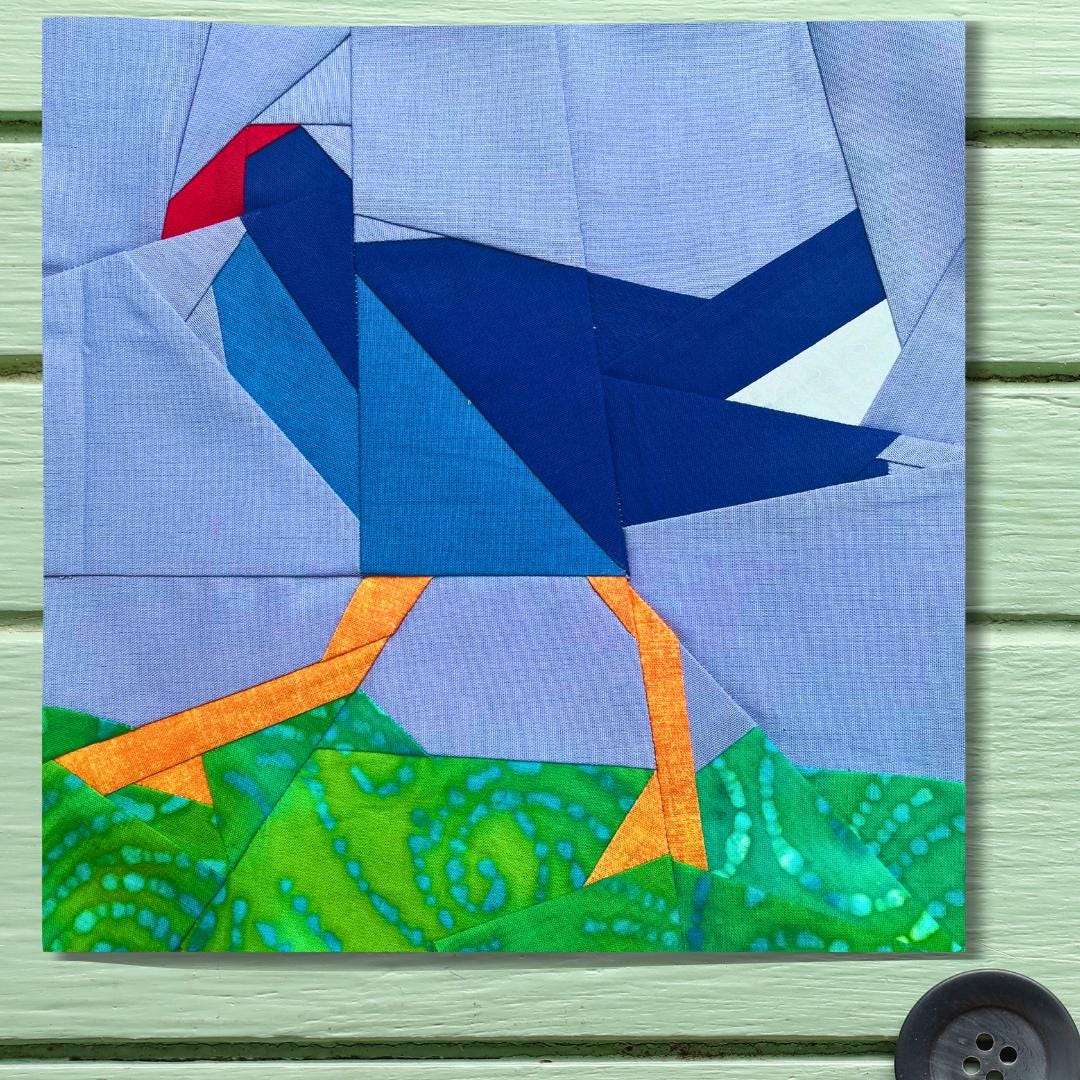 Pukeko Bird Quilt Block Pattern Printable Foundation Paper Piecing ...