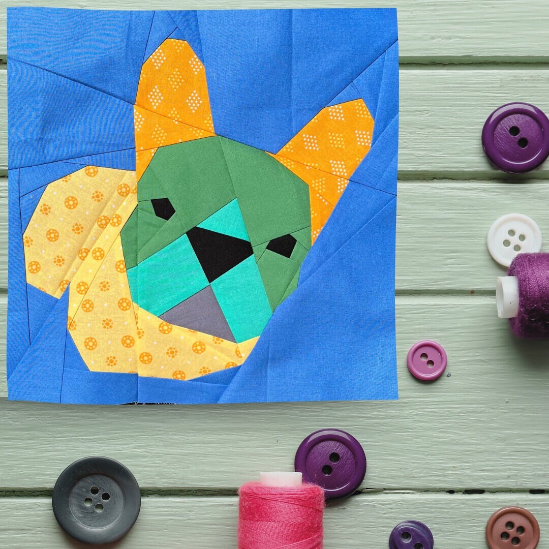 FPP Pattern French Bulldog Foundation Paper Piecing Quilt Block ...