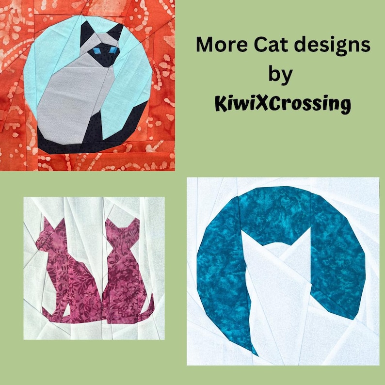 Cat Quilt Block Pattern Beginners Foundation Paper Piecing FPP ...