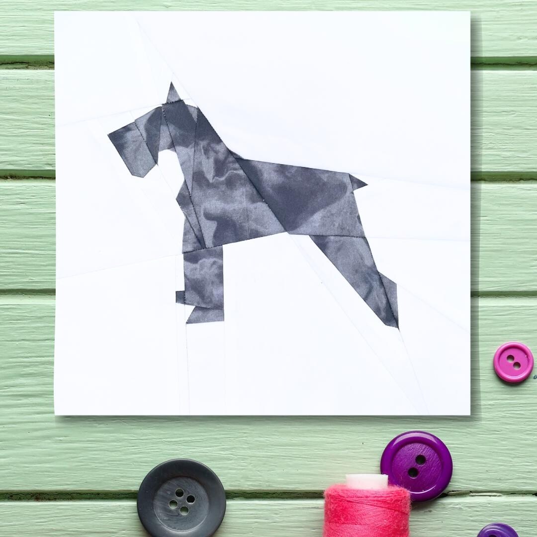 FPP Pattern Schnauzer Dog Silhouette Foundation Paper Piecing Quilt ...