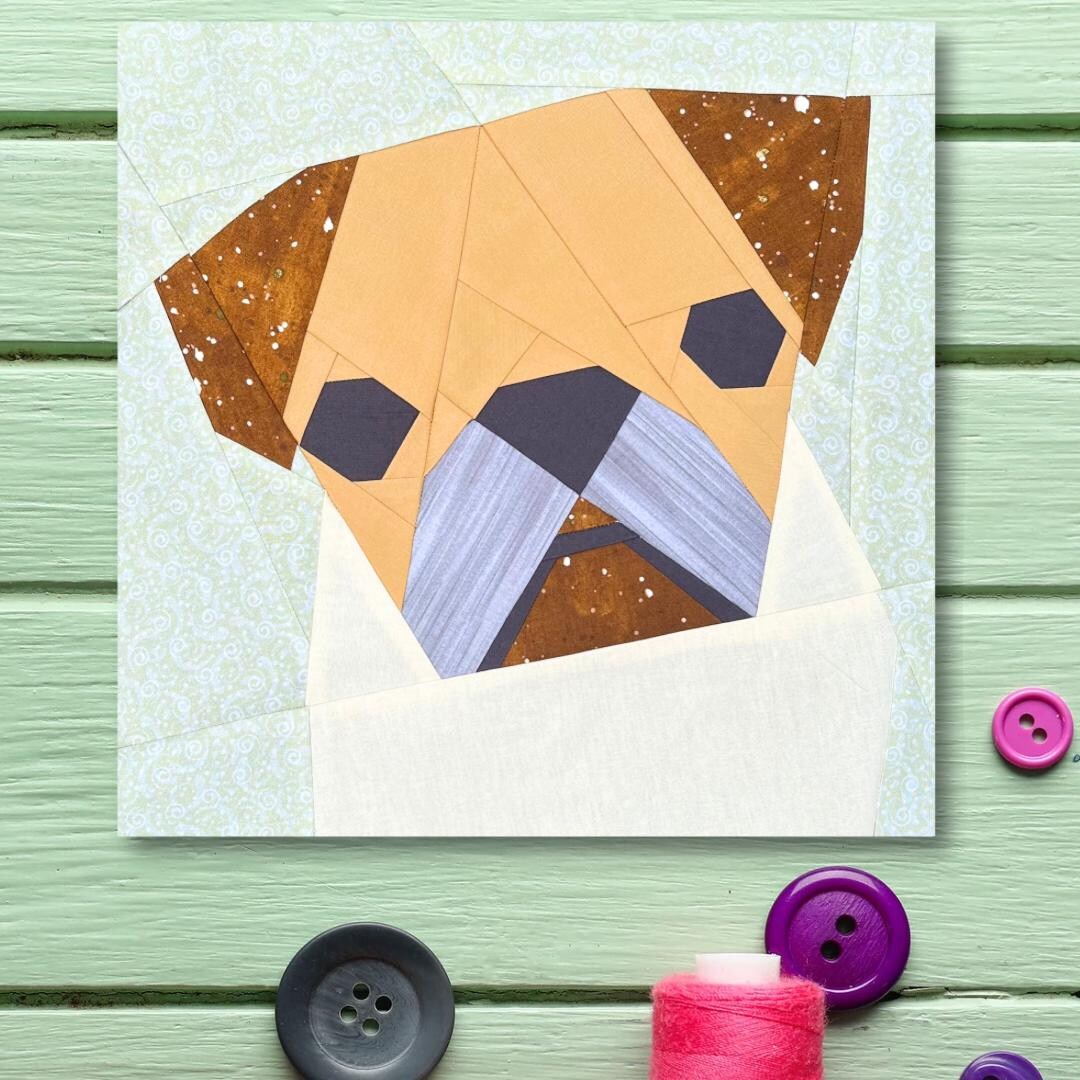 FPP Pattern Pug Dog Foundation Paper Piecing Quilt Block PDF Instant ...