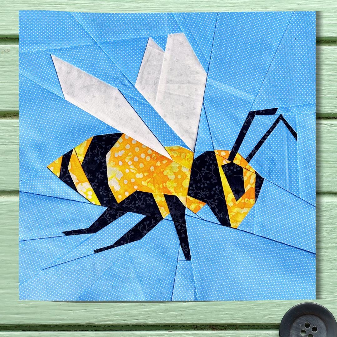 Bee Quilt Block Pattern Foundation Paper Piecing FPP Instant Download ...