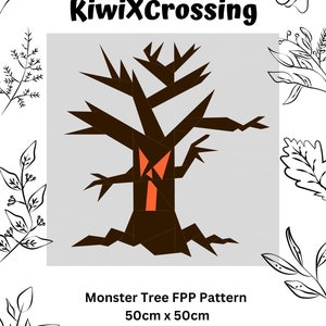 FPP Pattern Monster Tree Halloween Foundation Paper Pieced Quilt Block ...