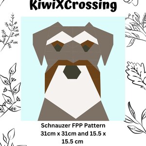 FPP Pattern Schnauzer Dog Foundation Paper Piecing Quilt Block PDF Instant Download 6 and 12 ...