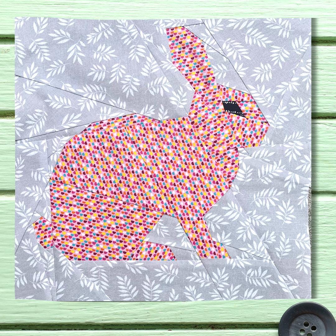 Rabbit Bunny Easter Quilt Block FPP Pattern Foundation Paper Piecing ...