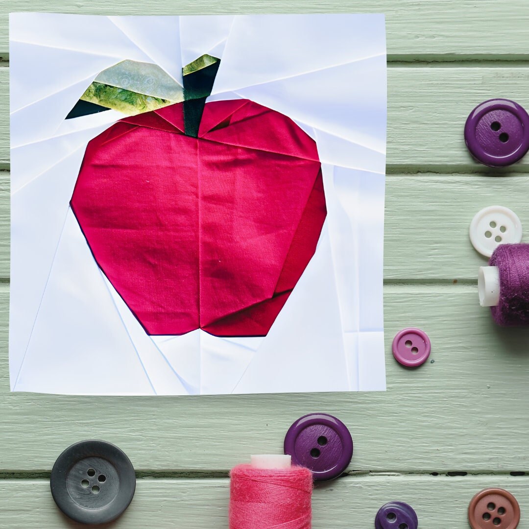 Apple Quilt Block Pattern Foundation Paper Piecing 50 X50 Cm FPP PDF - Etsy