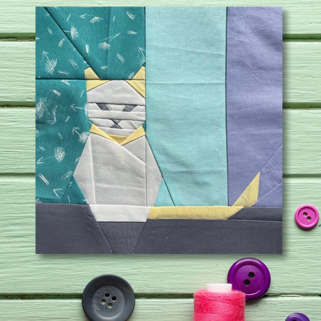 Modernist Cat Quilt Block Pattern Foundation Paper Piecing FPP ...