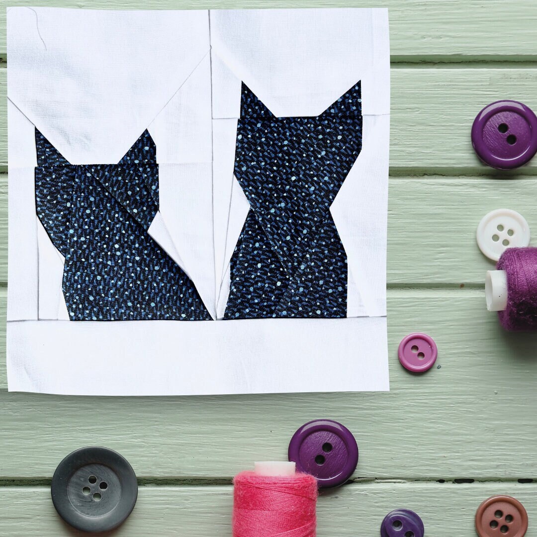 FPP Pattern Cat 9 Silhouette Foundation Paper Piecing 25x25cm or 10 ...