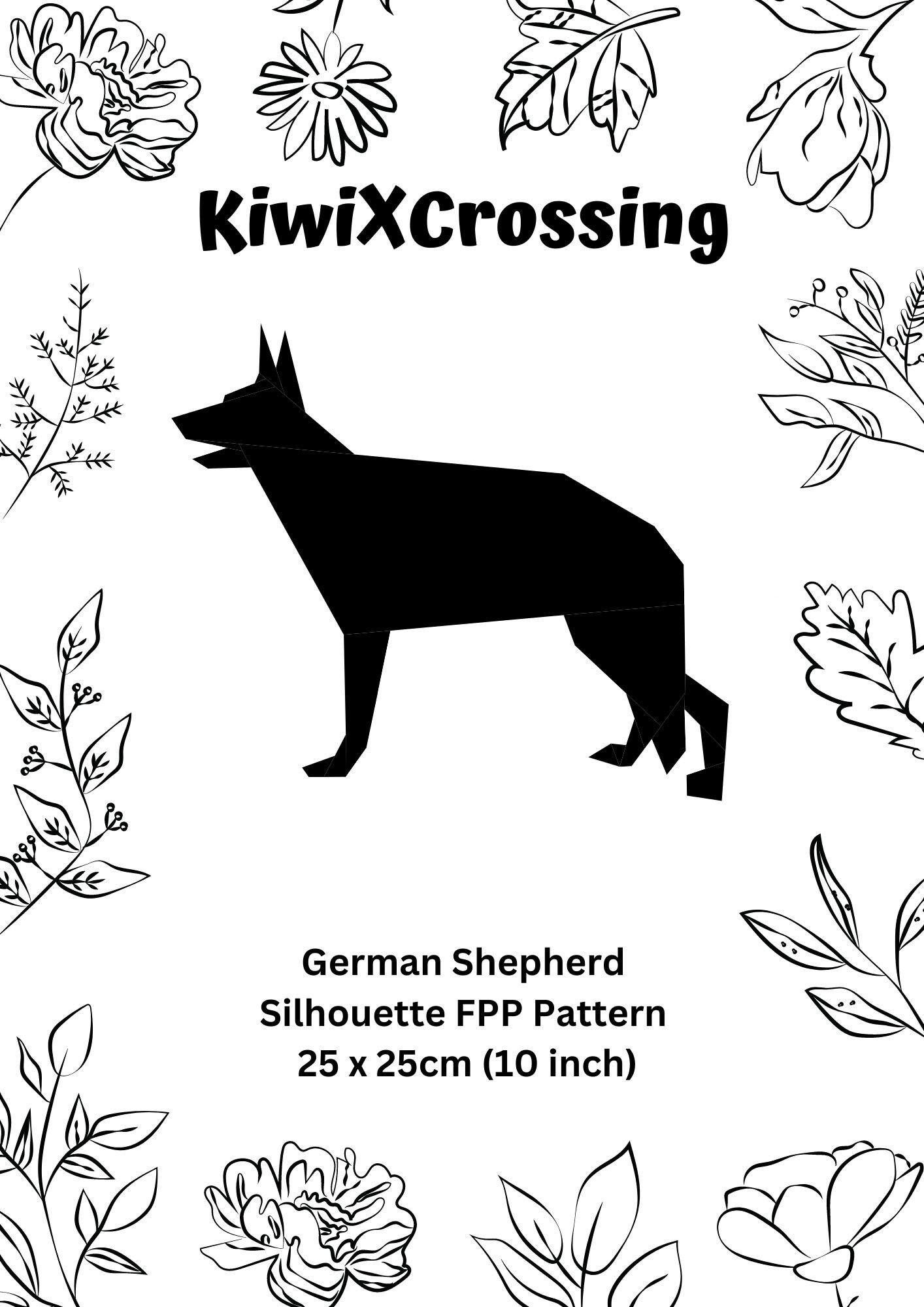 FPP Pattern German Shepherd Alsatian Dog Silhouette Foundation - Etsy