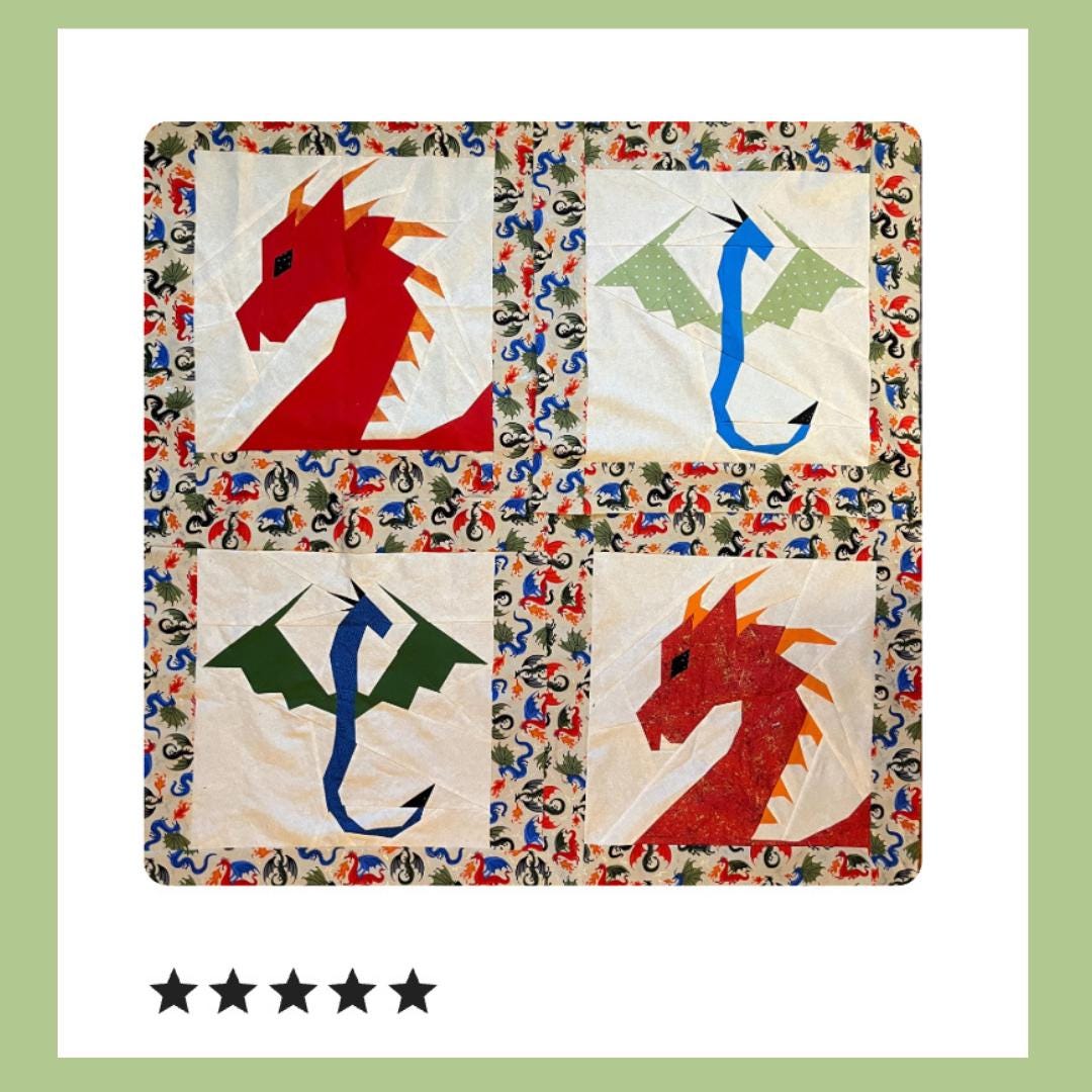 Dragon Quilt Block Pattern Foundation Paper Piecing FPP PDF - Etsy