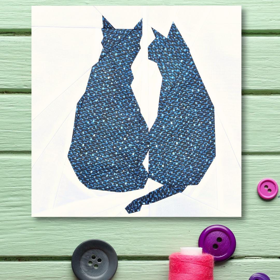 FPP Pattern Cat 10 Silhouette Foundation Paper Piecing 25x25cm or 10 ...
