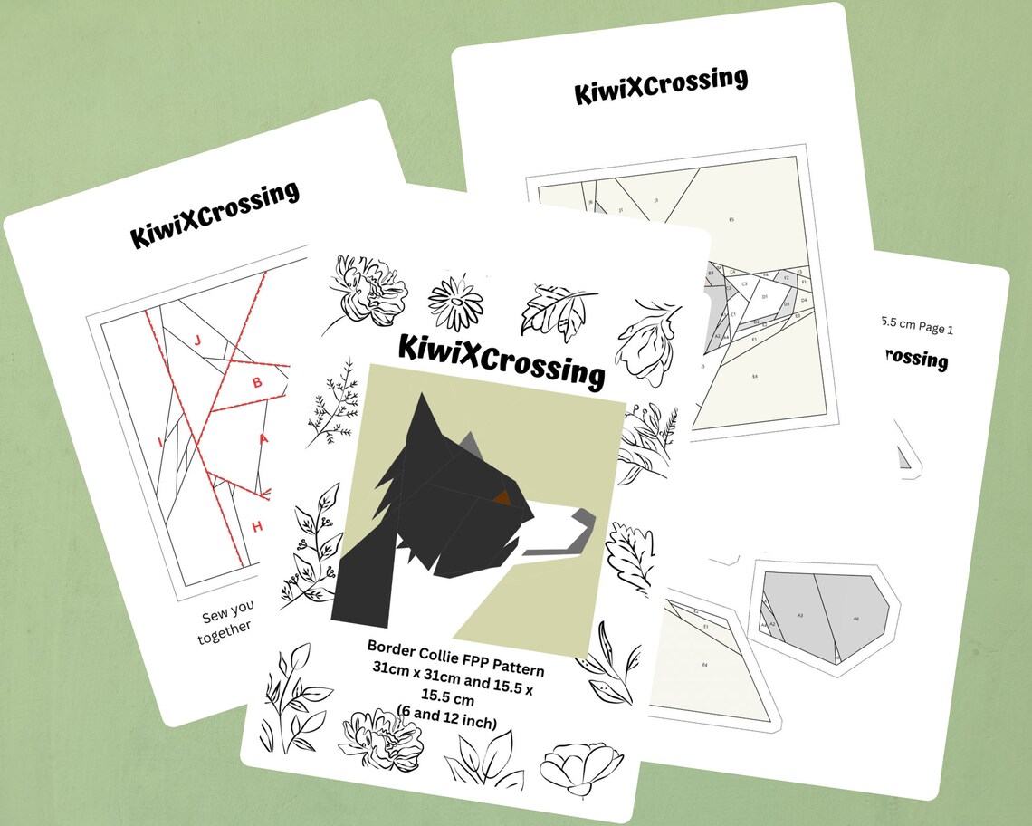 FPP Pattern Border Collie Dog Foundation Paper Piecing Quilt Block PDF ...