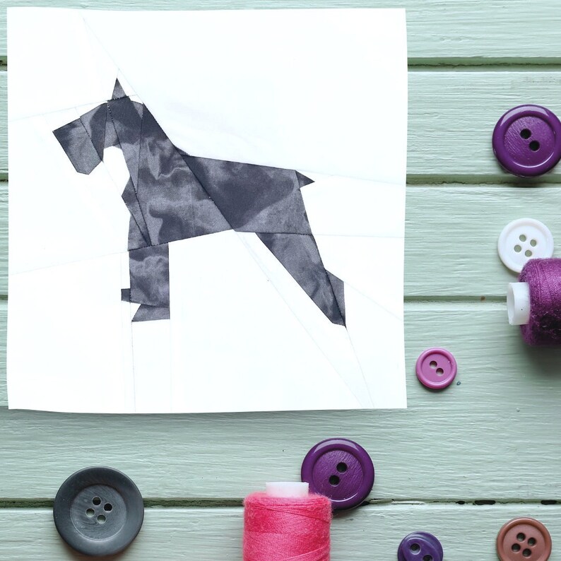 FPP Pattern Schnauzer Dog Silhouette Foundation Paper Piecing Quilt ...