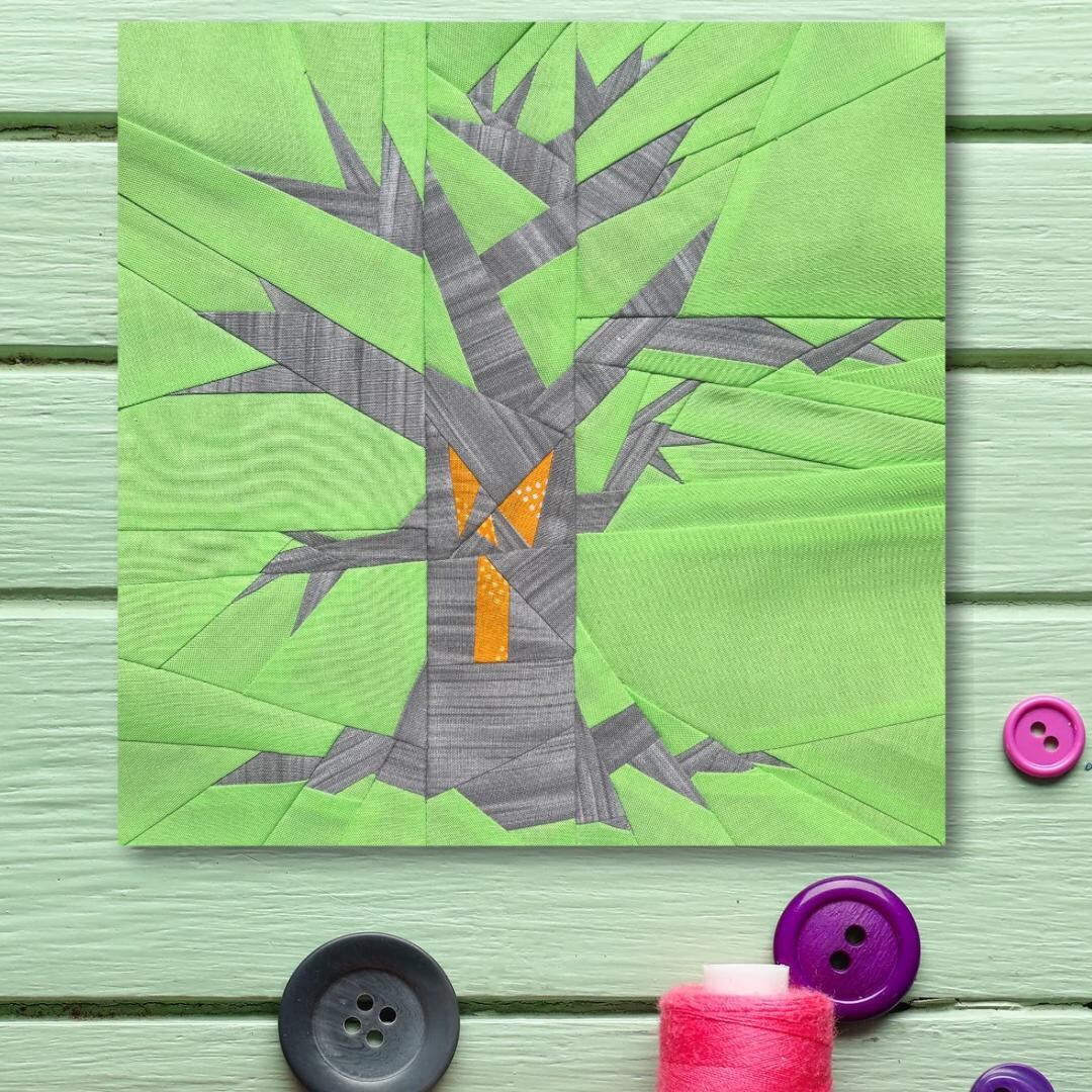 FPP Pattern Monster Tree Halloween Foundation Paper Pieced Quilt Block ...