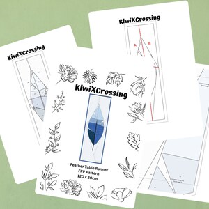 FPP Pattern Table Runner Quilted Feather Foundation Paper Piecing 120cm ...