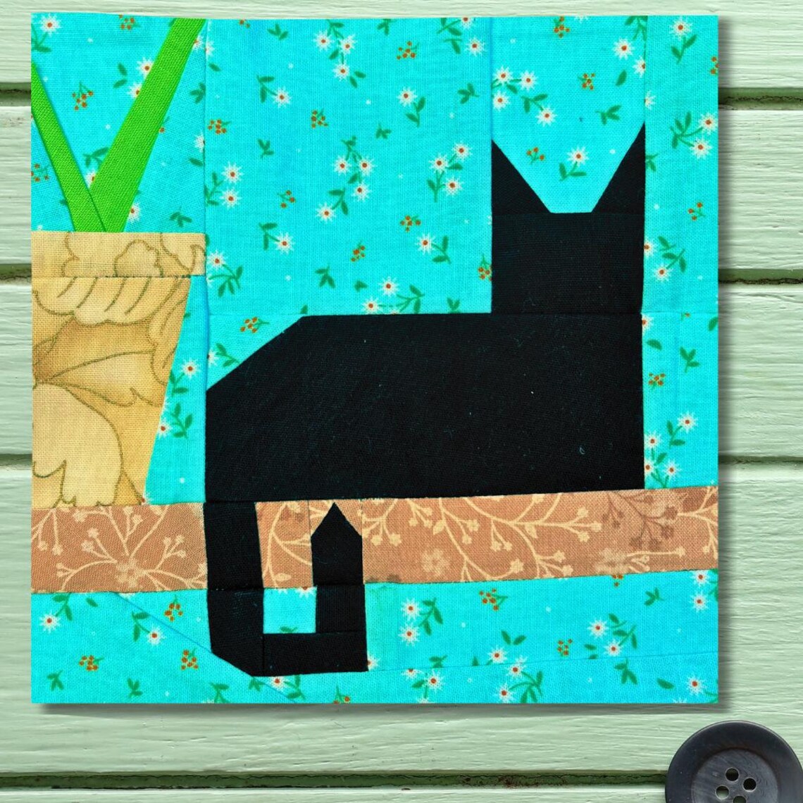 FPP Pattern Cat on a Shelf Foundation Paper Piecing 25.4 X25.4cm or 10 ...