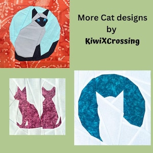 Cat Quilt Block FPP Pattern Foundation Paper Piecing Printable PDF 31 X ...