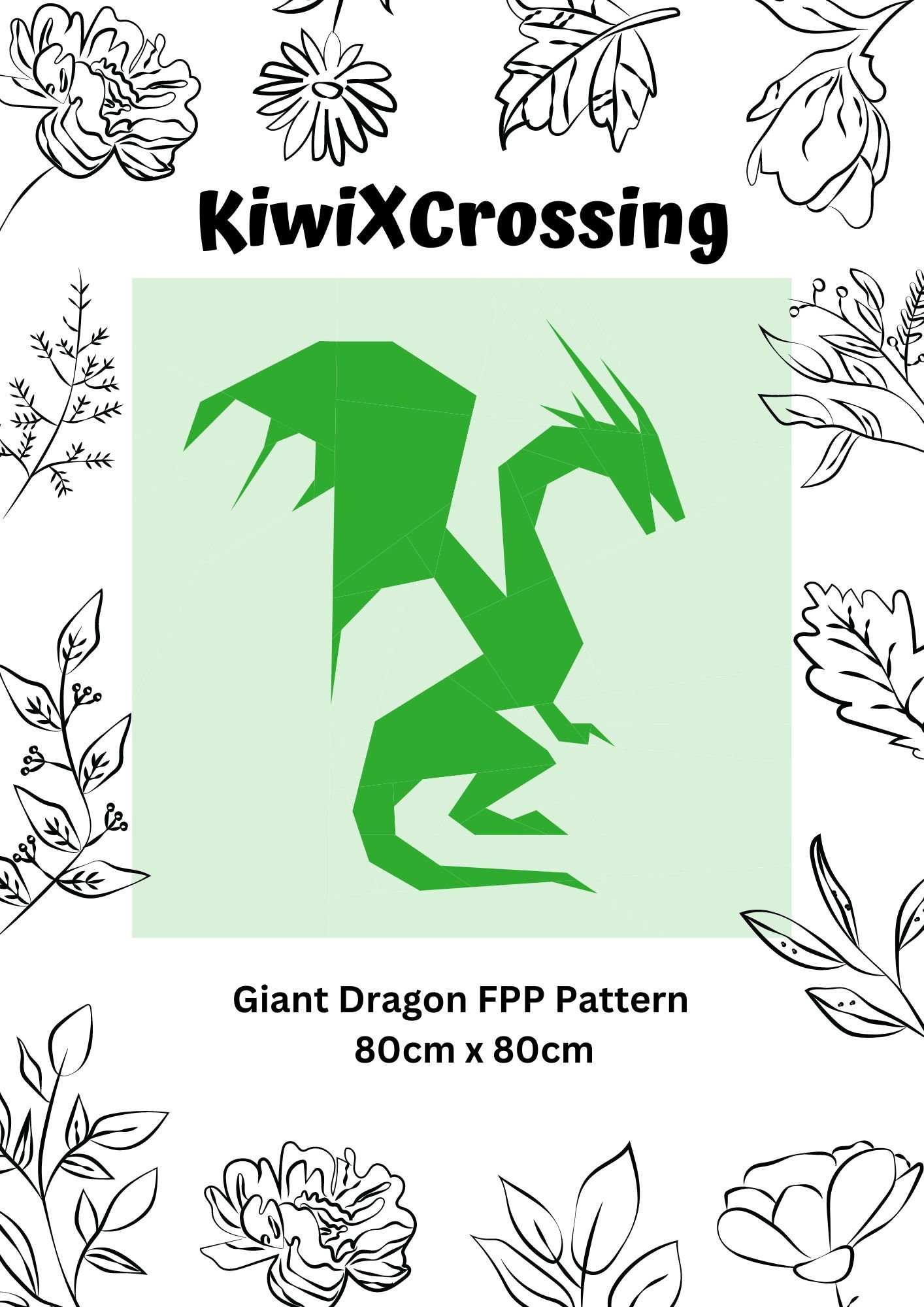Giant Dragon Quilt Block Pattern Foundation Paper Piecing FPP PDF 80 ...