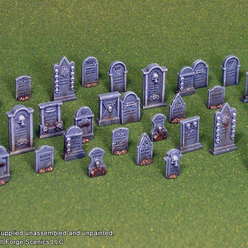 Set of 3 Distressed Miniature Tombstones Cemetary - Etsy