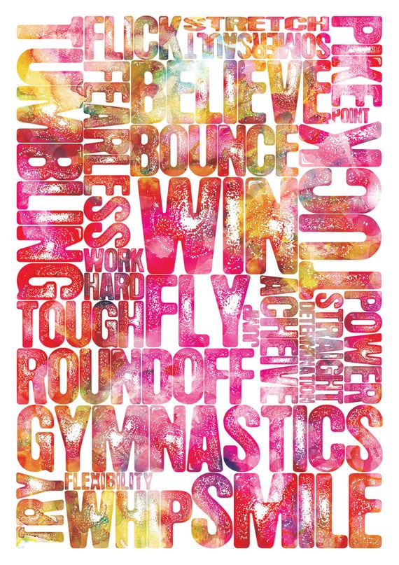 Tumbling Gymnastics Motivational Word Art Framed A4 Print | Etsy