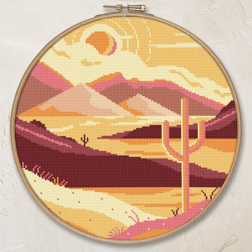 Arizona Modern Cross Stitch Pattern Landscape Embroidery | Etsy
