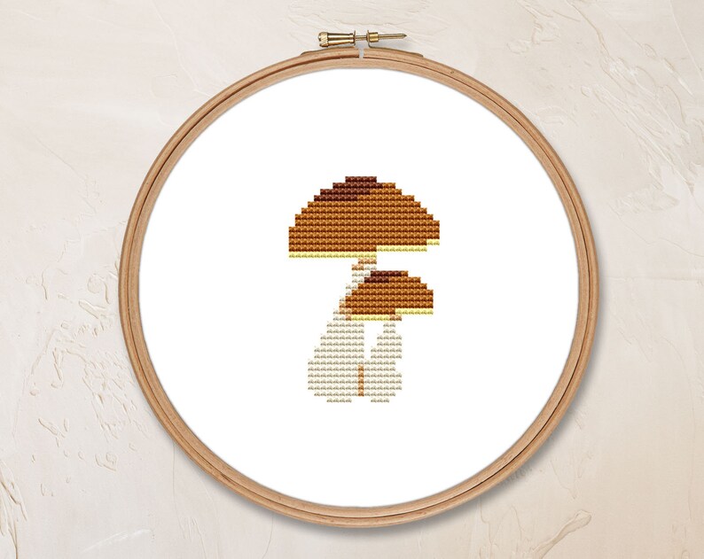 Small mushroom cross stitch pattern PDF for beginner instant | Etsy