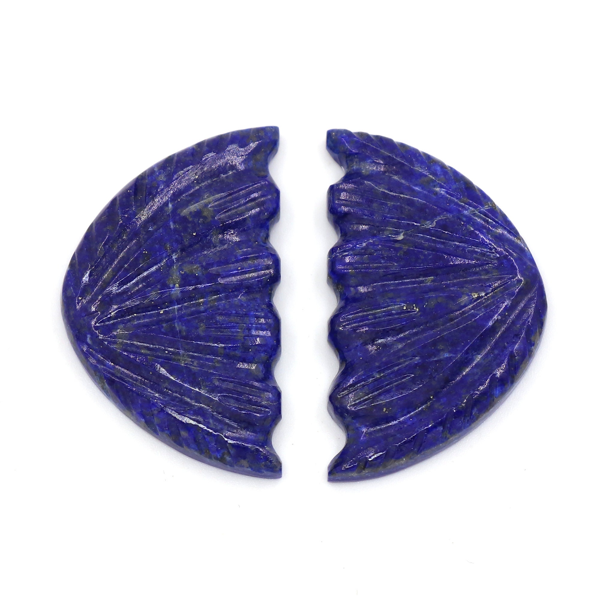 Carved Lapis Lazuli Butterfly Wings Pair: Natural Gemstone (18 X 30 MM ...