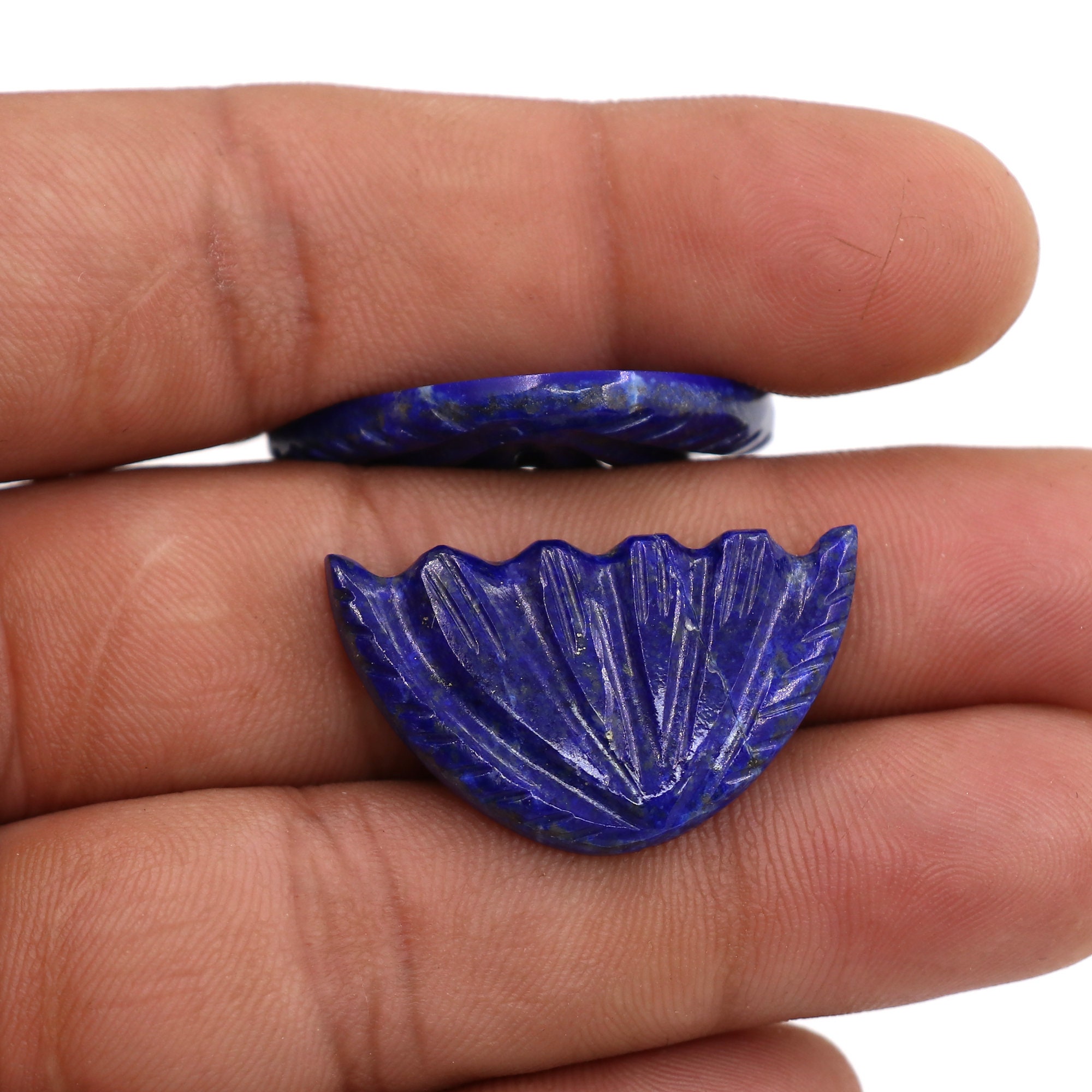 Carved Lapis Lazuli Butterfly Wings Pair, Size 18 X 30 MM, Carving Top ...