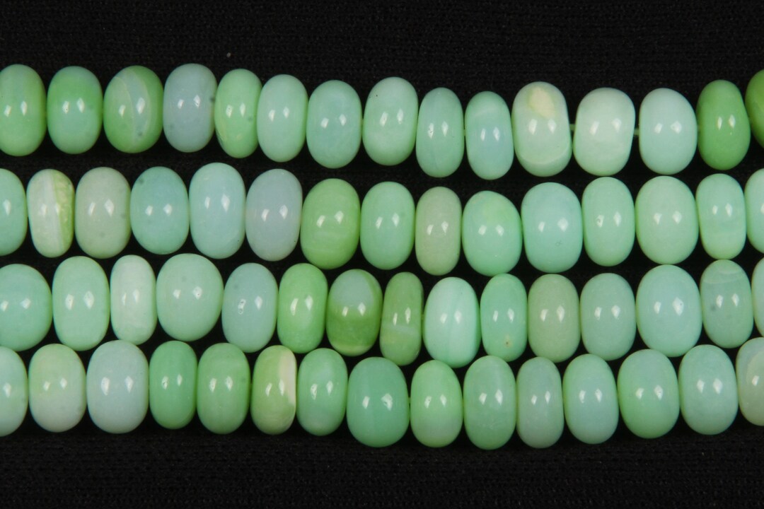 Green Opal Roundel Beads: Smooth Gemstone Jewelry Making, 8mm (15 Inch ...