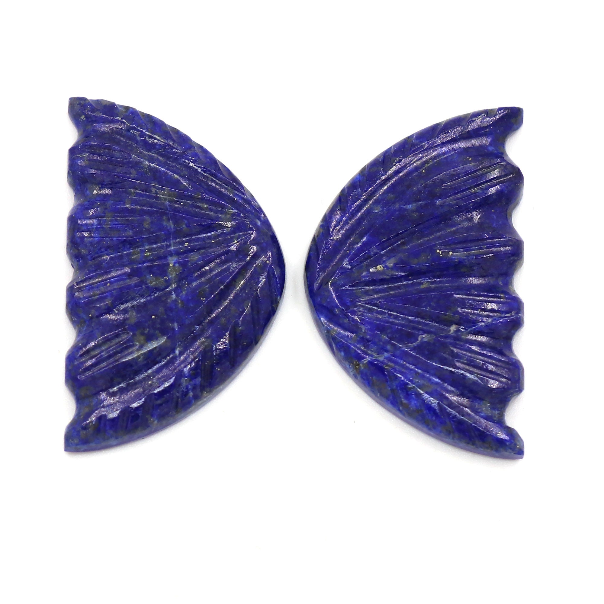 Carved Lapis Lazuli Butterfly Wings Pair, Size 18 X 30 MM, Carving Top ...