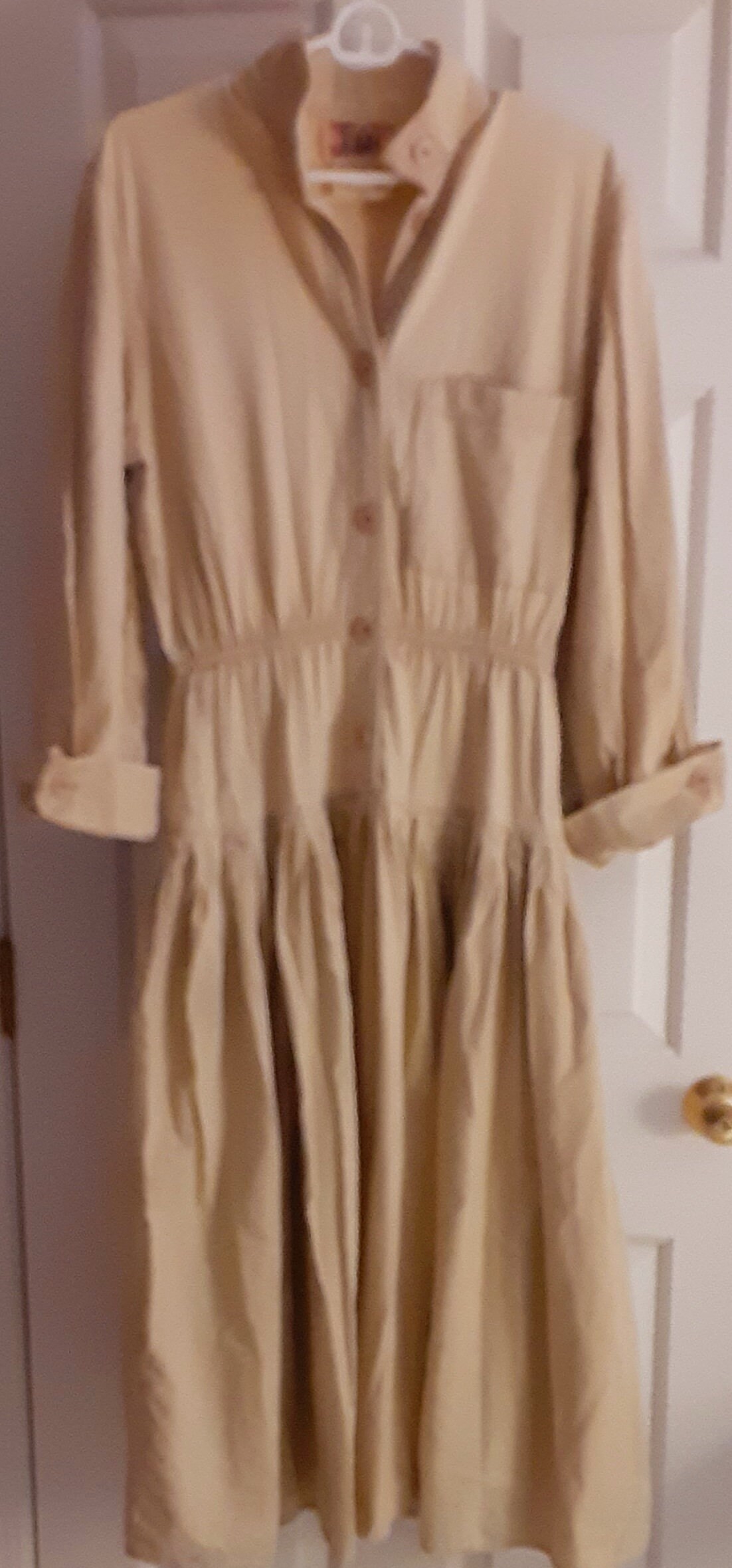 1980's Gene Ewing BIS Wrinkled Denim Dress, Khaki Color small, in ...