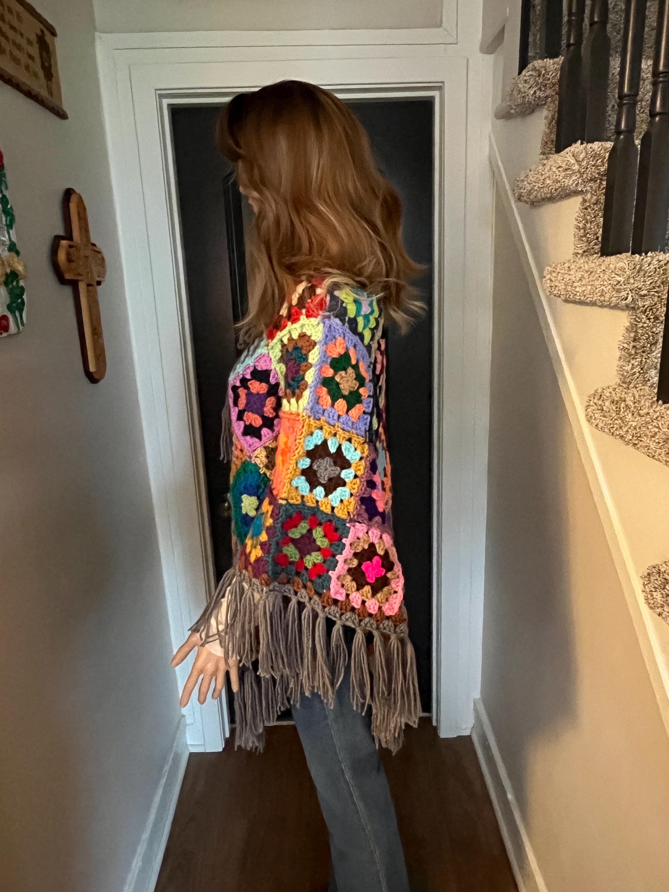 Granny Square Poncho, Poncho, Crochet Poncho, Crocheted Poncho, Boho ...