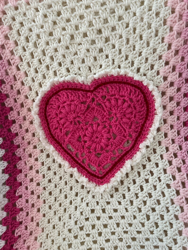 Heart Afghan, Valentine Afghan, Pink Afghan, Crocheted Afghan - Etsy