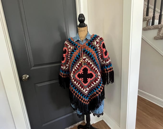Poncho, Southwest Style Poncho, Western Style Poncho, Boho Poncho, Cape ...