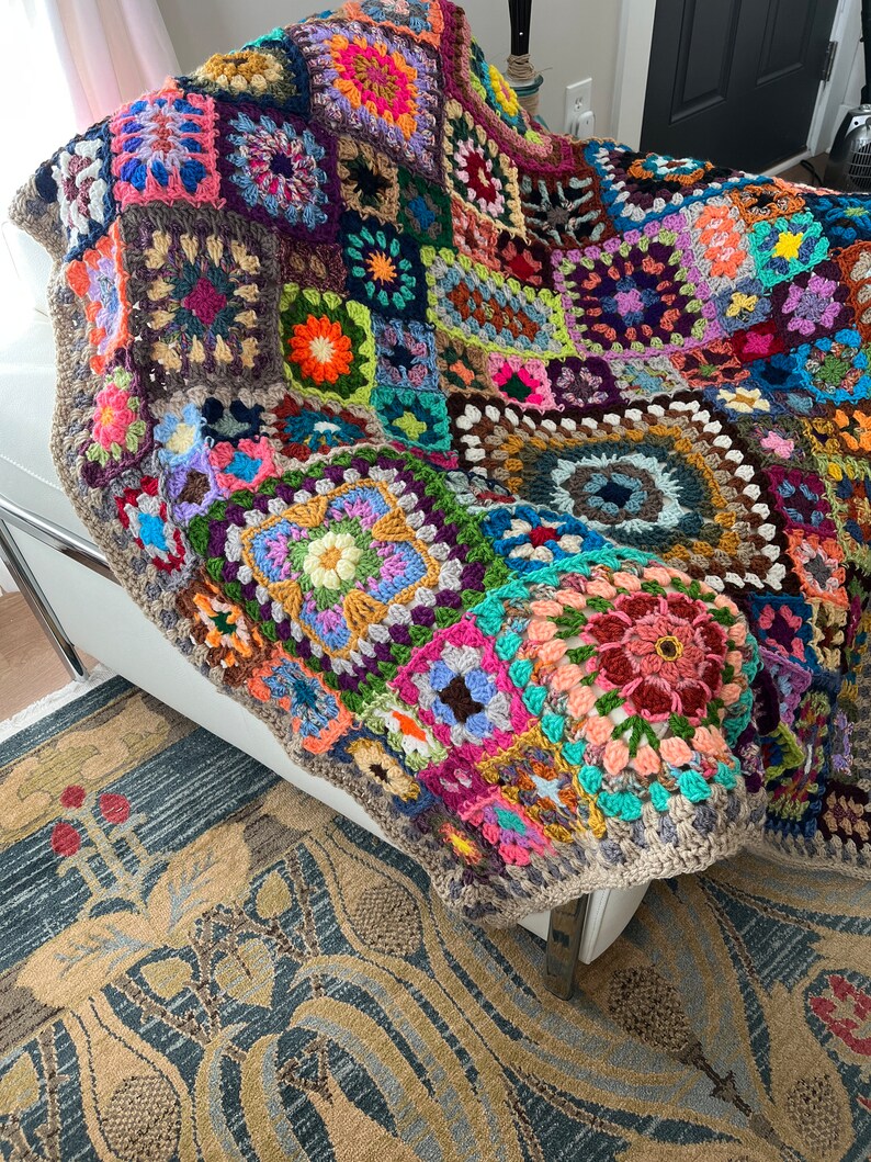 Afghan, Boho Granny Square Afghan, OOAK Granny Square, Patchwork, Sampler, Crazy Quilt Afghan - Etsy
