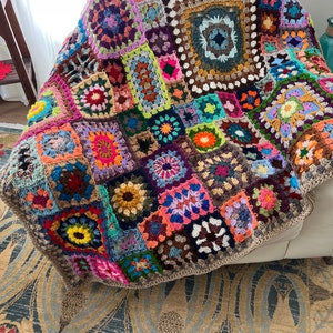 Afghan, Boho Granny Square Afghan, OOAK Granny Square, Patchwork, Sampler, Crazy Quilt Afghan - Etsy