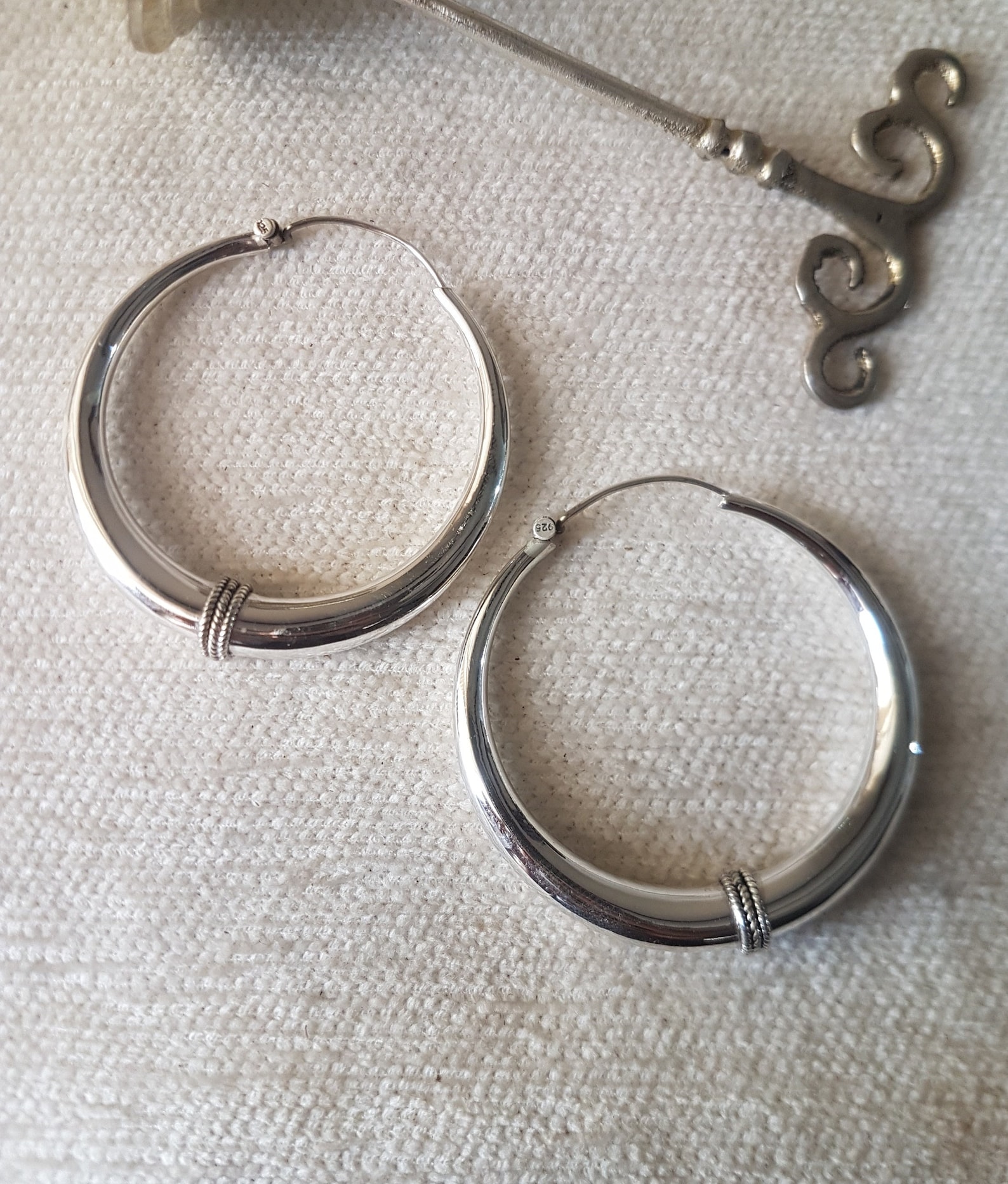 Big Silver Hoop Earrings Bohemian Large Silver Hoops Thick - Etsy