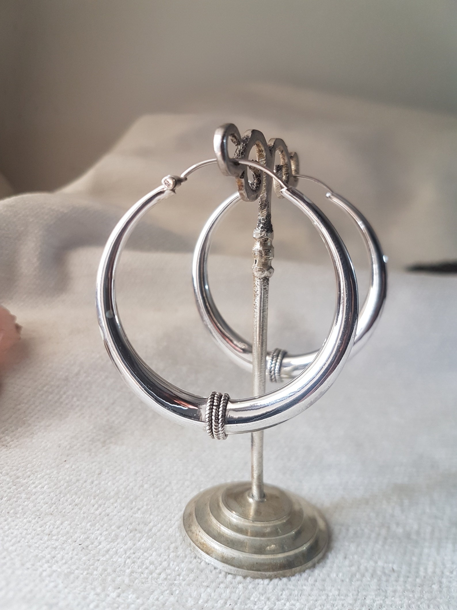 Big Silver Hoop Earrings Bohemian Large Silver Hoops Thick - Etsy