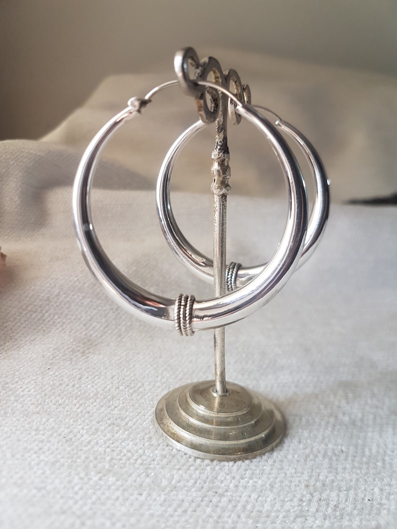 Big Silver Hoop Earrings Bohemian Large Silver Hoops Thick - Etsy