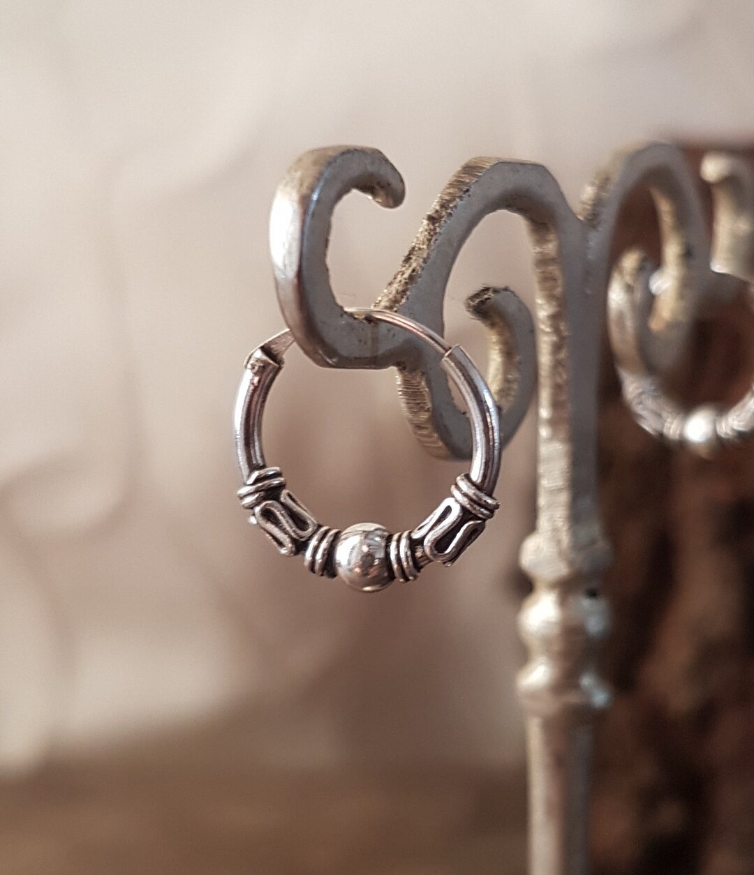 Silver Men Hoop Earrings.thin Hoops Bali Hoops Tribal Earrings Silver ...