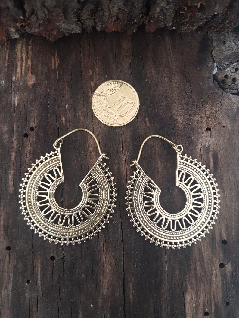 Tribal Earrings African Gold Creole Earrings Gold Hoop Earrings Boho ...