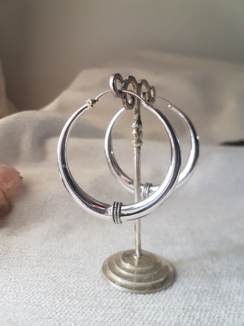 Big Silver Hoop Earrings Bohemian Large Silver Hoops Thick - Etsy