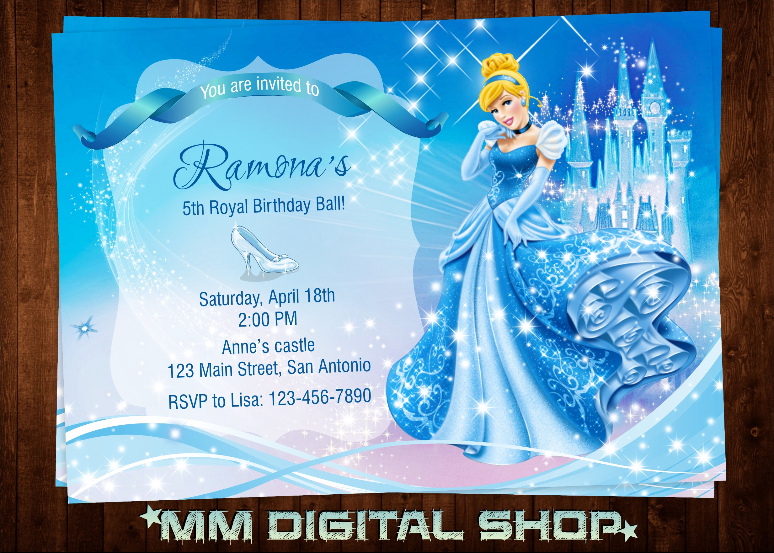 Cinderella Birthday Invitation, Princess Birthday Invitation - Etsy